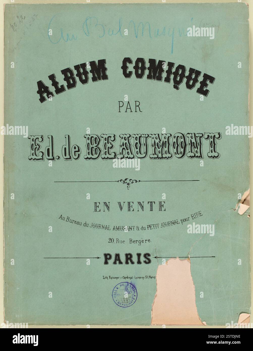 At the Mask Ball, Comic Album Cover: A blue album cover depicts a woman ...