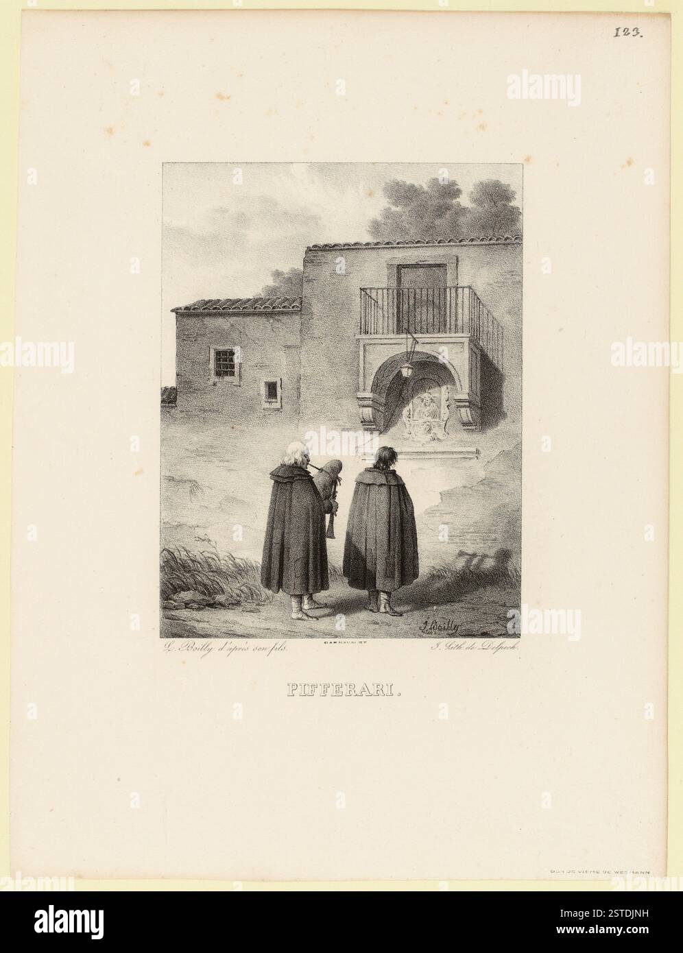 This 19th-century Italian scene shows a pifferari (musician) playing a ...