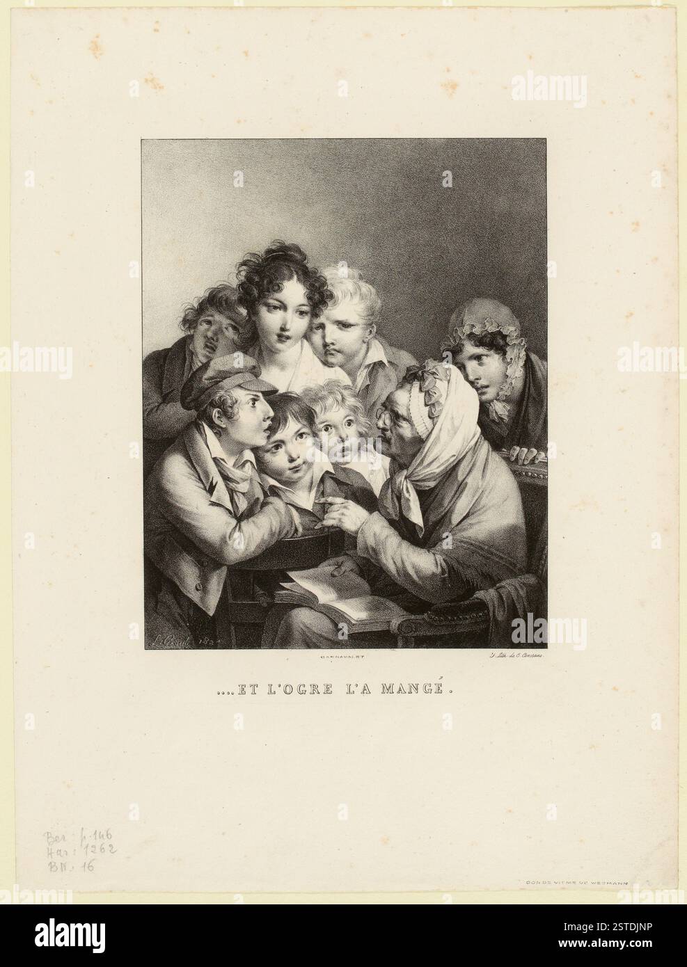 A whimsical scene inside a home shows a child, elderly woman, and ...