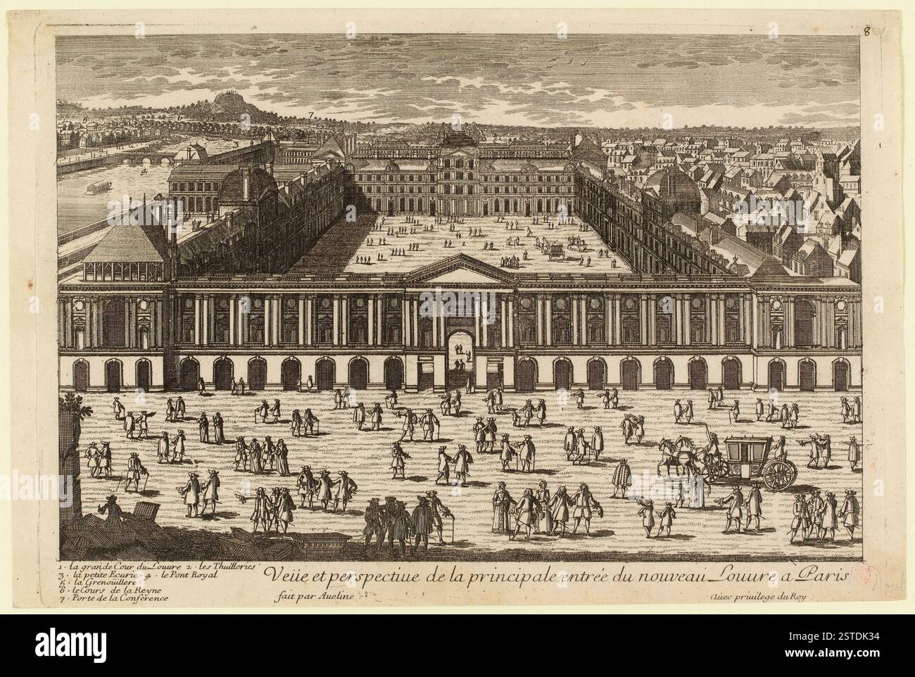 View of the new Louvre entrance in Paris, featuring the large courtyard ...