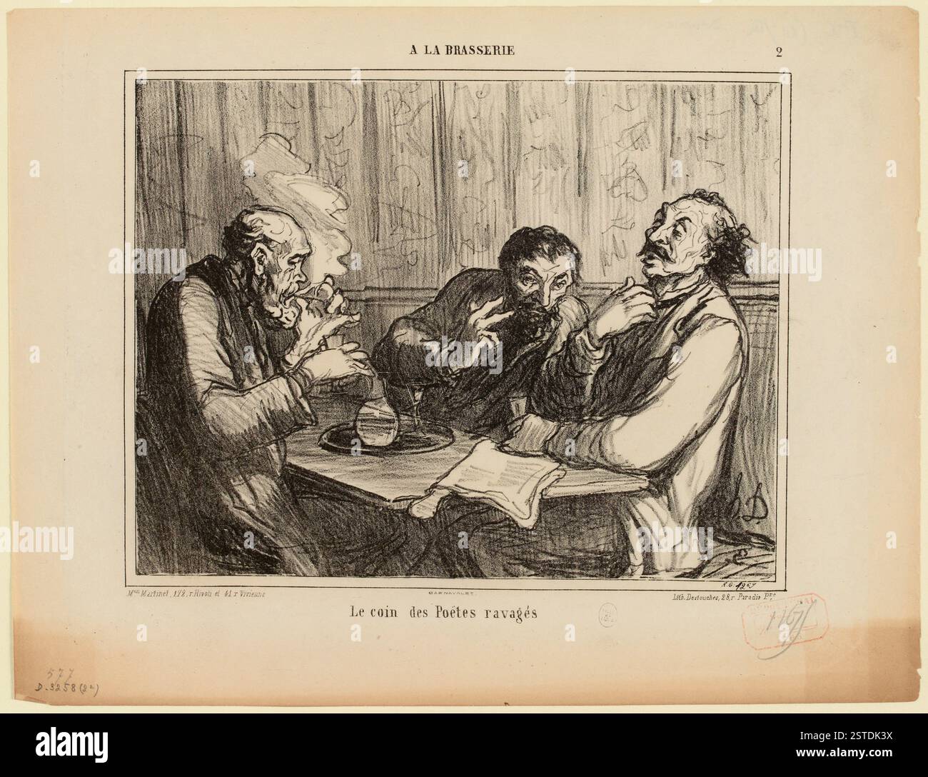 This image captures the interior of a coffee room, where three men are ...