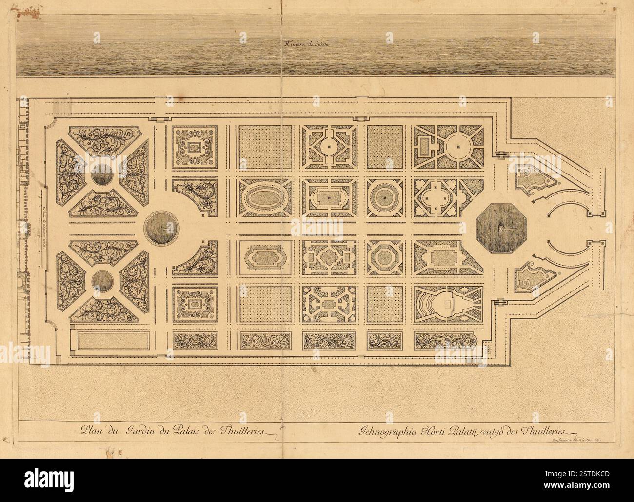 A view of the Tuileries Gardens, illustrating the French garden design ...