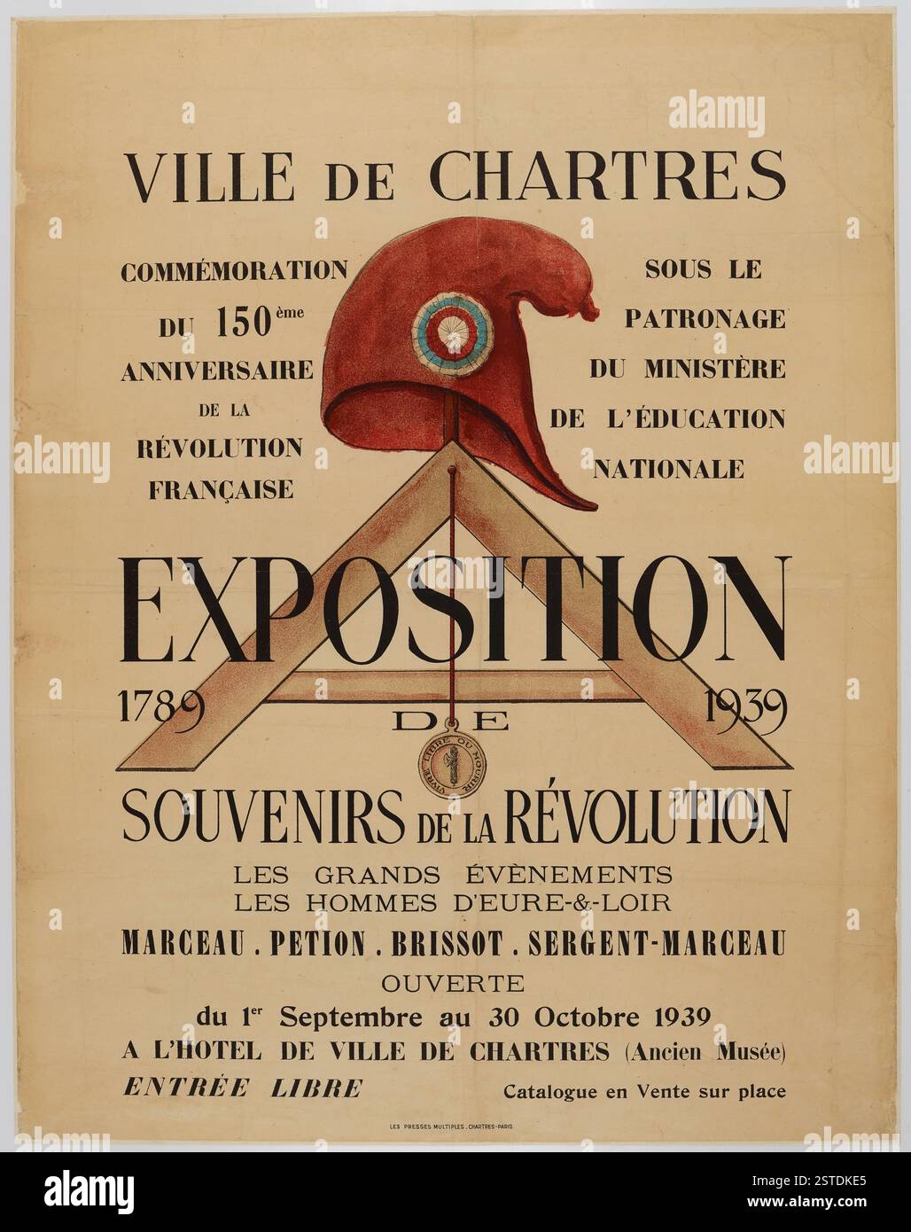 Phrygian hat with a tricolor cockade, wooden square, and mason's lead ...