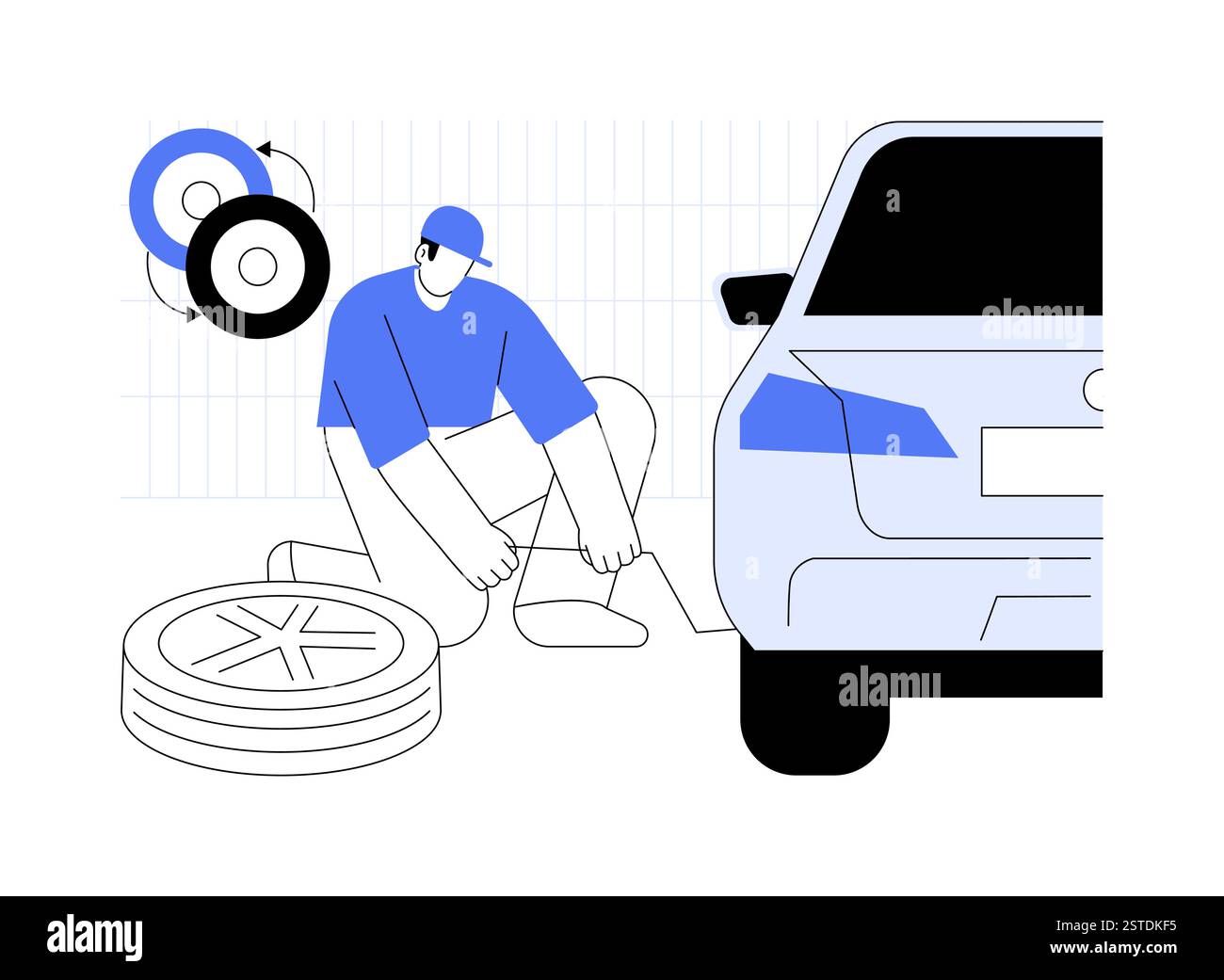 Tire fitting isolated cartoon vector illustrations Stock Vector Image ...