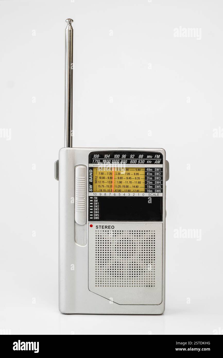 Portable or pocket shortwave radio with antenna Stock Photo - Alamy
