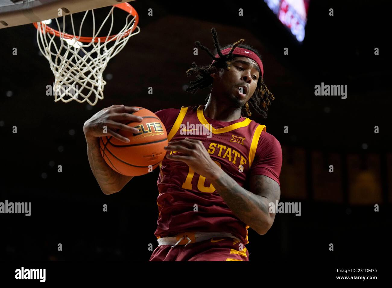 Iowa State guard Keshon Gilbert grabs a rebound during the first half ...