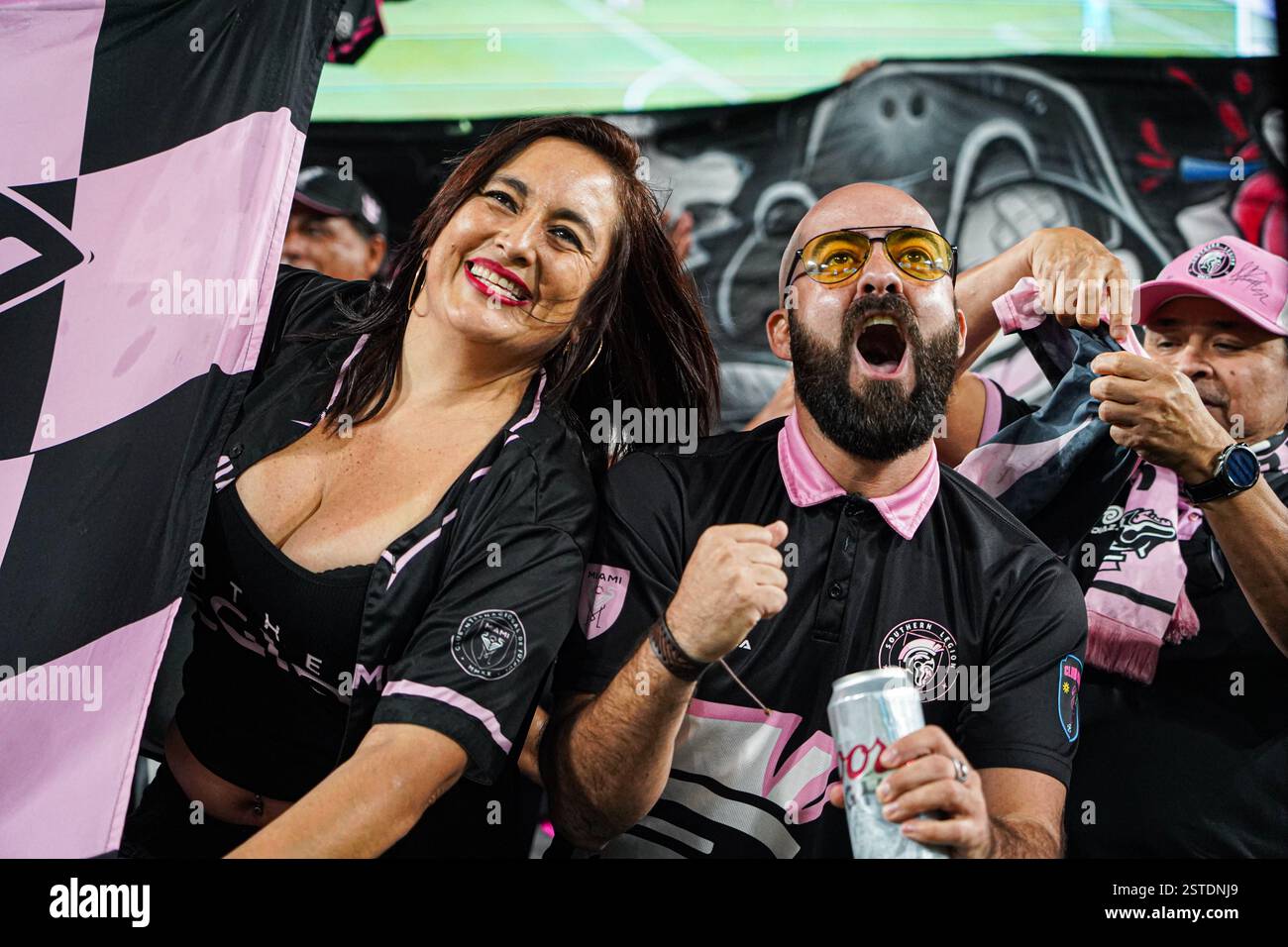 Tampa, Florida, USA, February 14, 2025, Inter Miami fans celebrating a ...