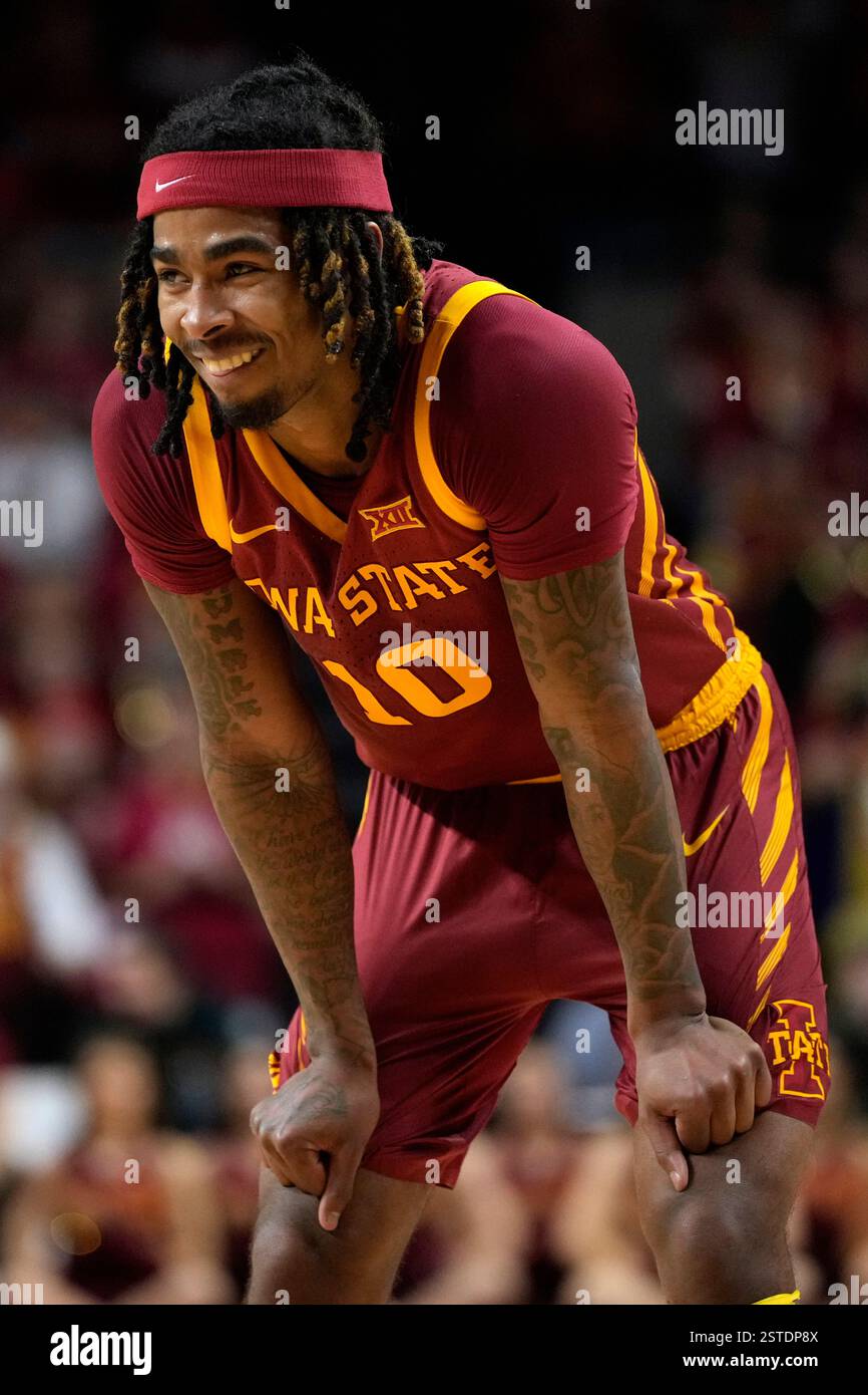 Iowa State guard Keshon Gilbert reacts during the first half of an NCAA ...