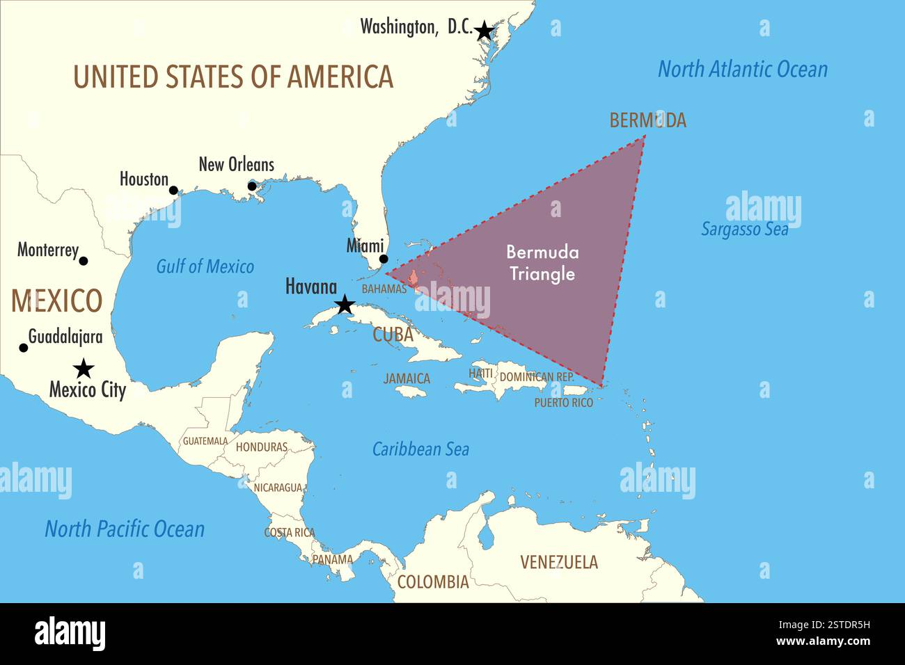 Map of the Bermuda Triangle with Surrounding Countries - Infographic ...
