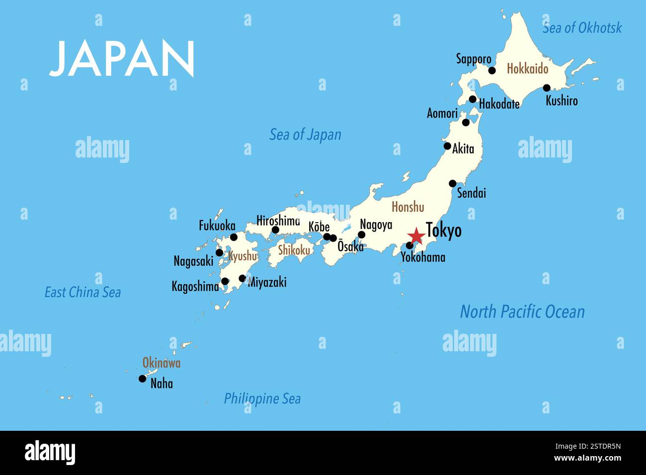 Map of Japan with Capital and Major Cities - Infographic Illustration ...