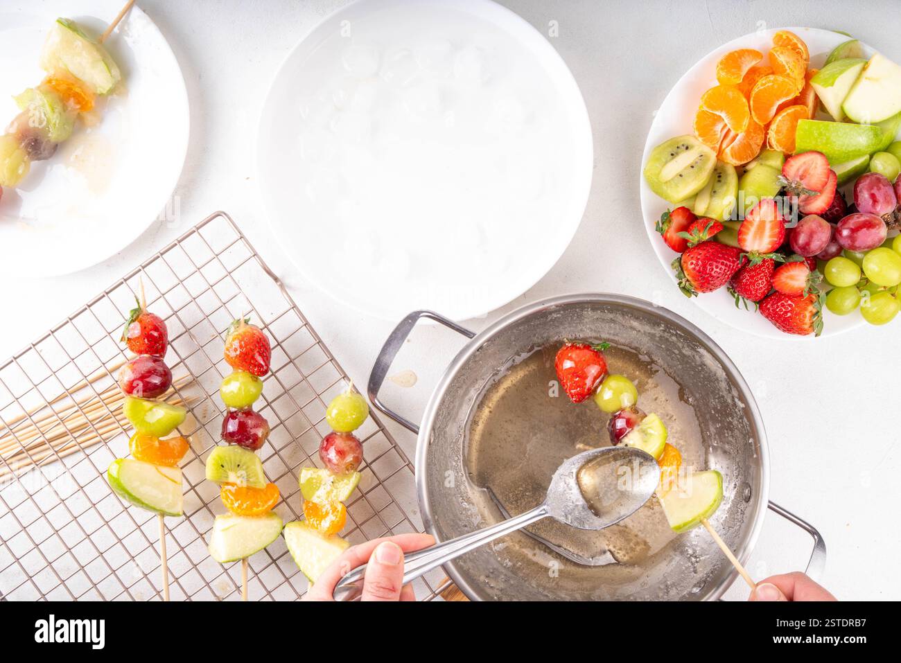 Traditional Chinese sweet street food recipe Tanghulu, fruit skewer on ...