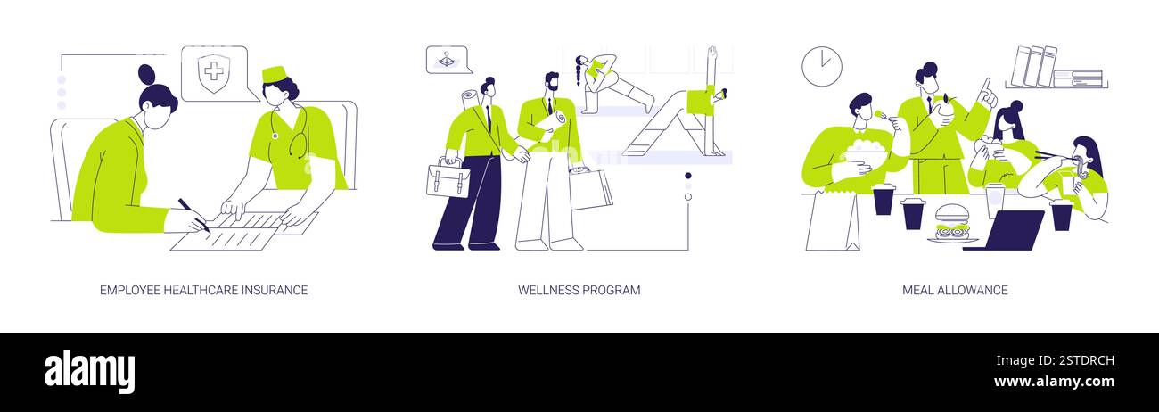 Workers wellbeing abstract concept vector illustrations Stock Vector ...