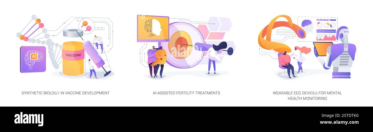 AI and Biotech Revolutionizing Health Solutions abstract concept vector ...