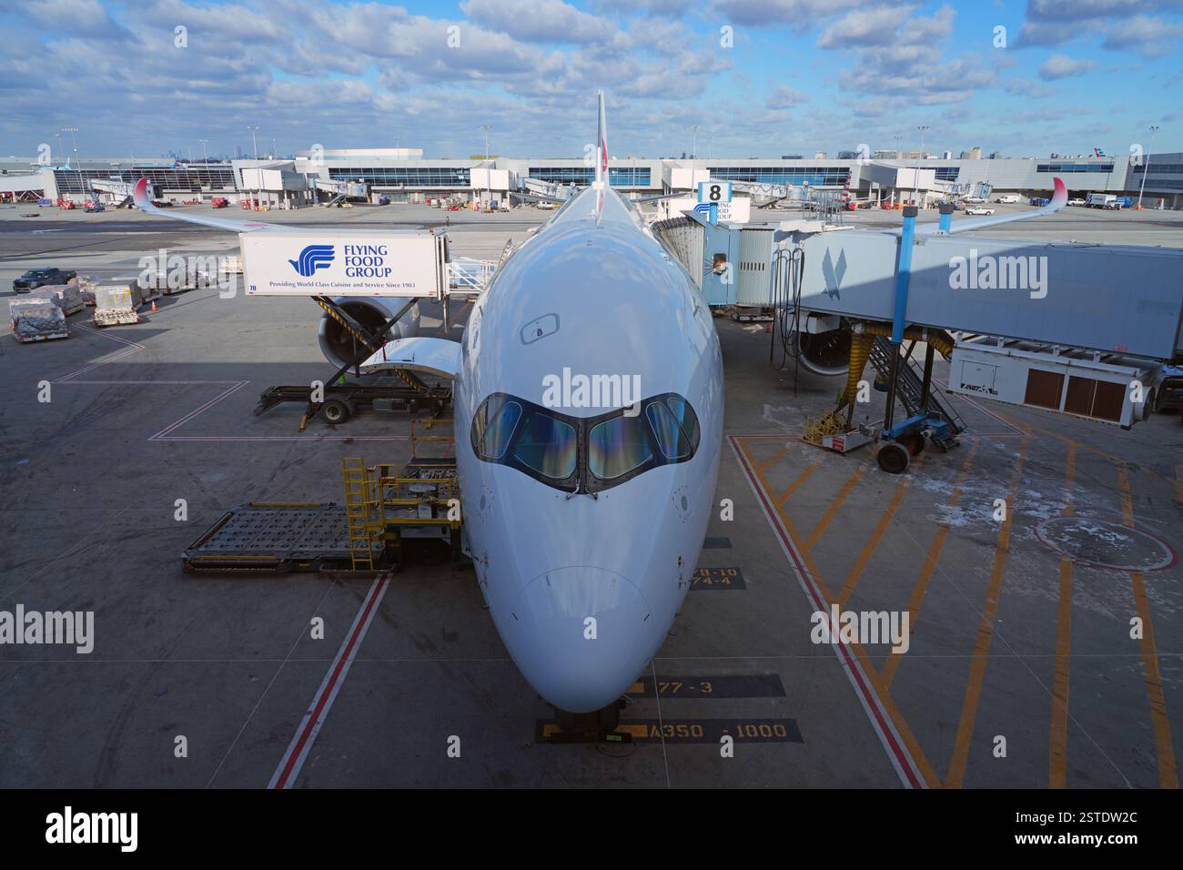 NEW YORK, USA -8 JAN 2025- View of an Airbus A350-1000 airplane from ...