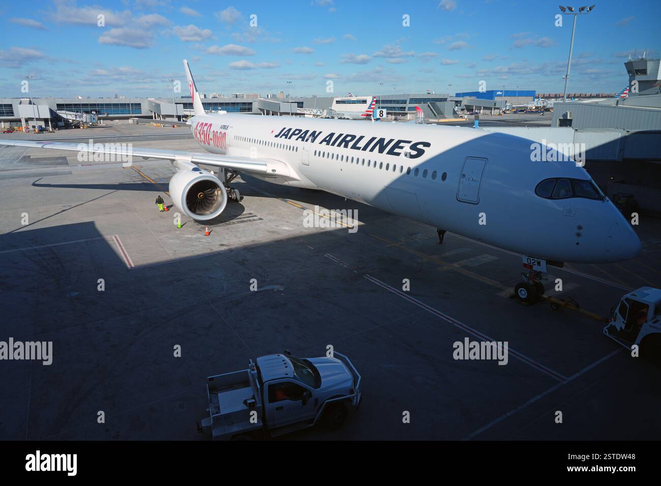 NEW YORK, USA -8 JAN 2025- View of an Airbus A350-1000 airplane from ...