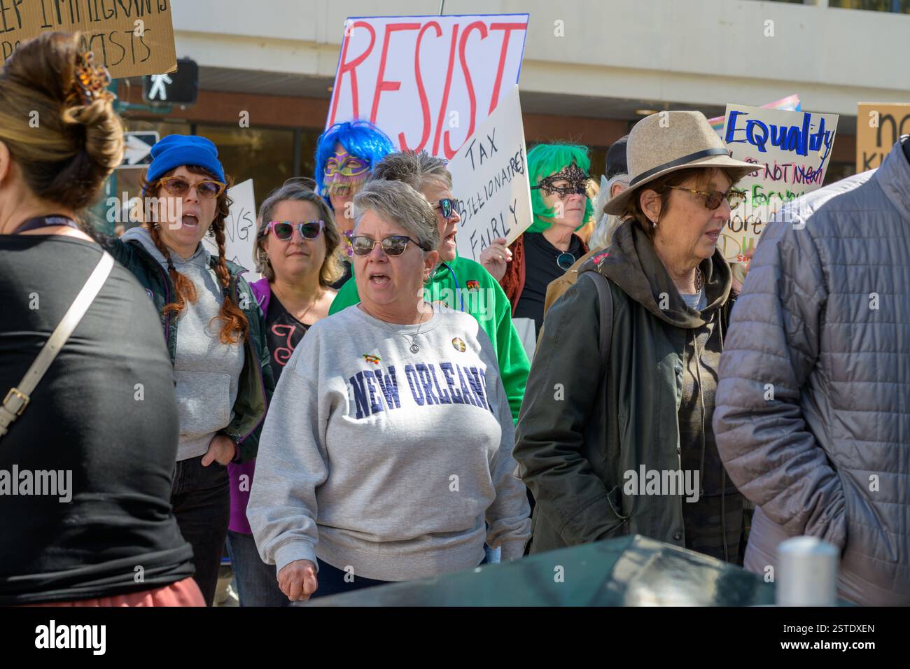 New Orleans, LA, USA - February 17, 2025: Closeup of pro democracy ...