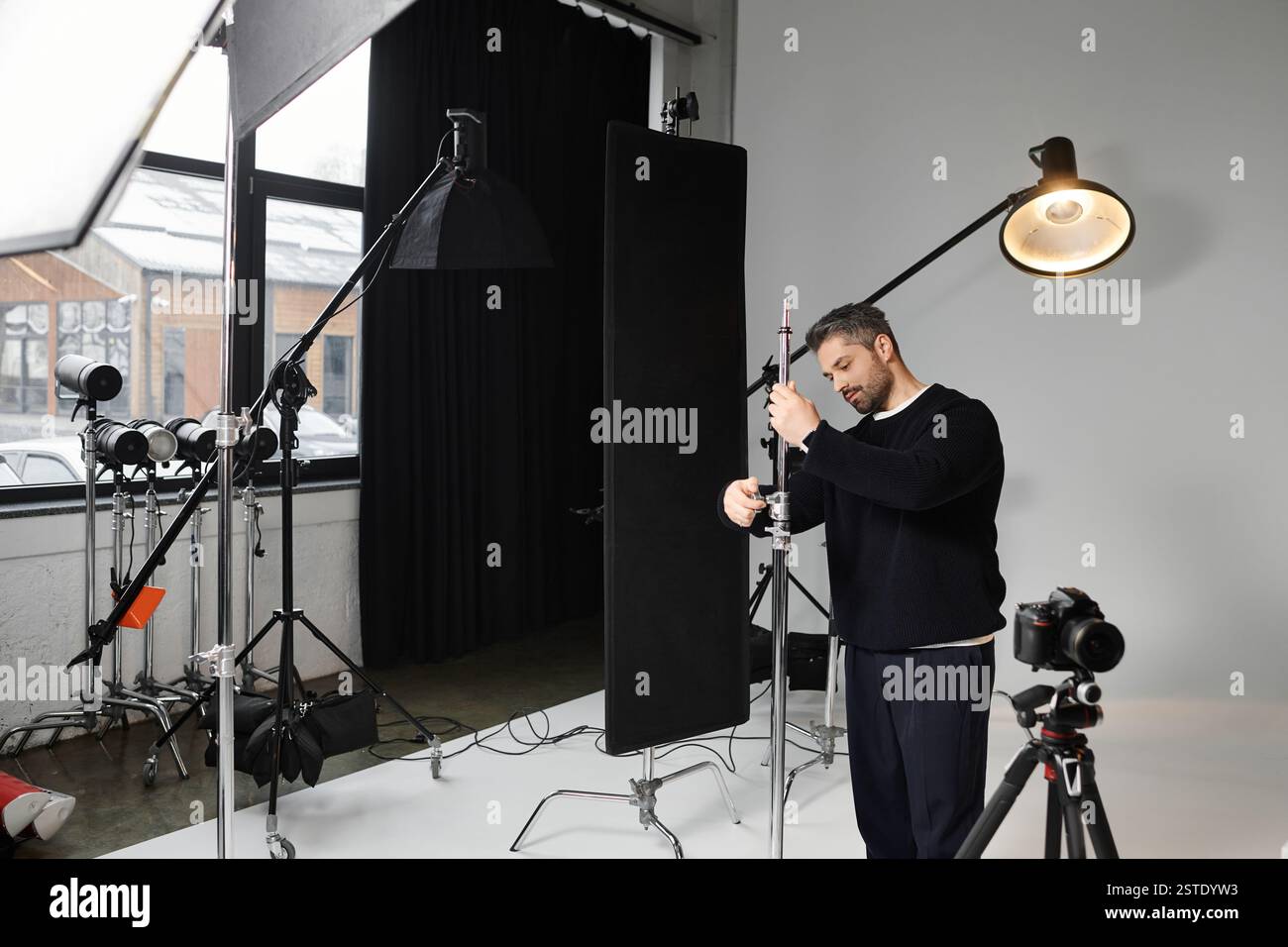 A dedicated professional fine tunes studio lighting and backdrop for an ...