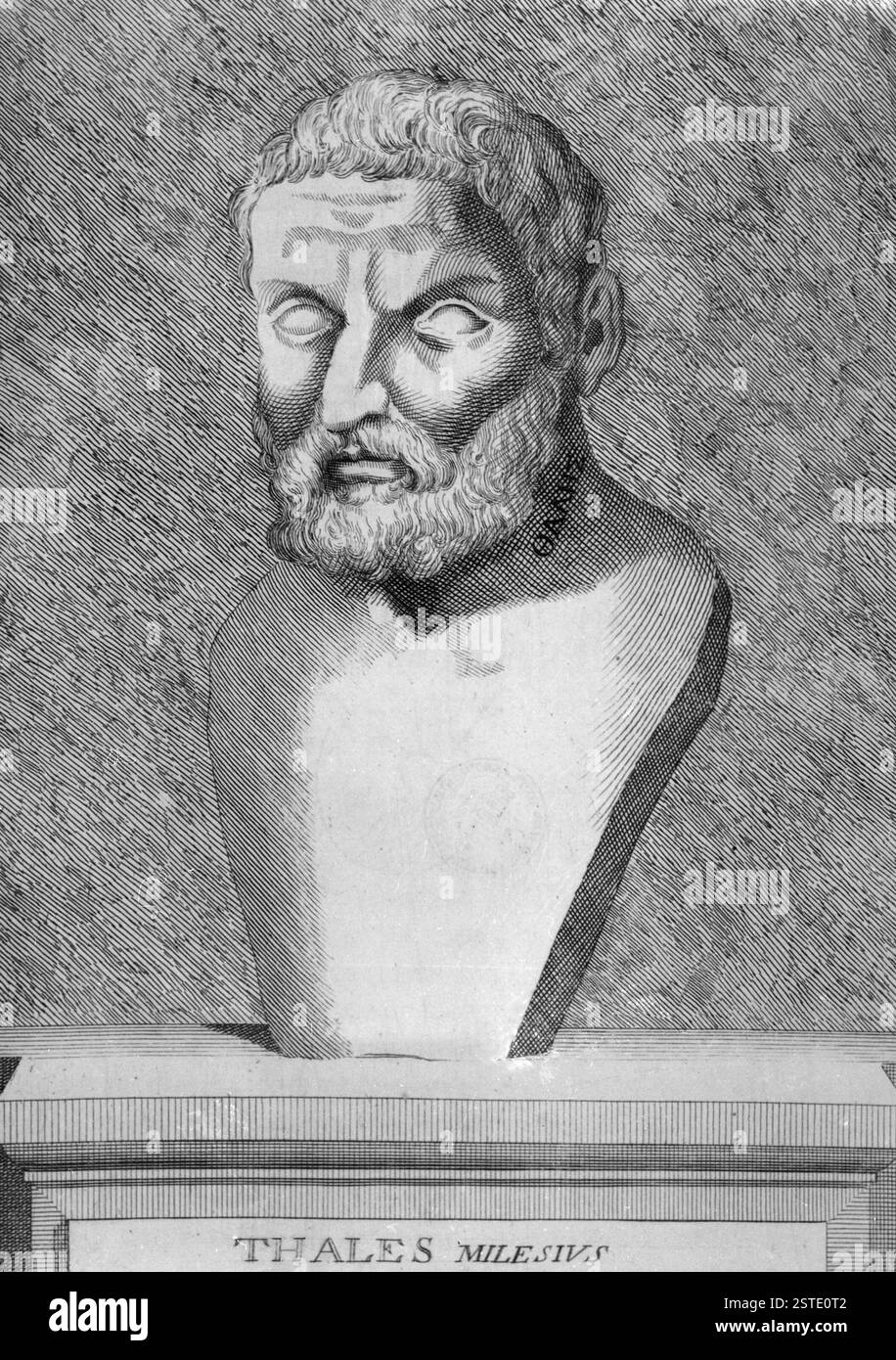 Greek philosopher Thales of Miletus bust, engraving, 1700s Stock Photo - Alamy