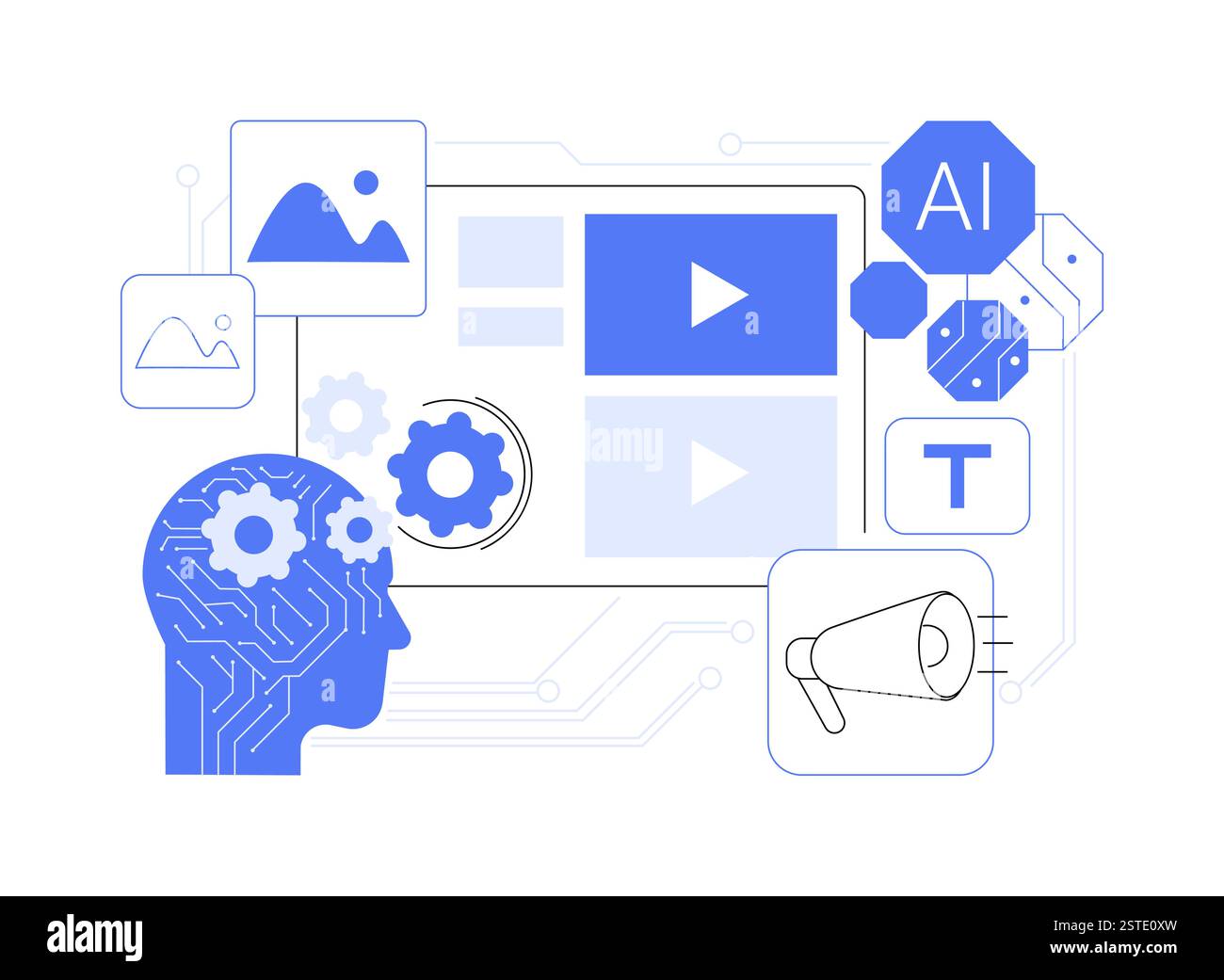 AI-Driven Content Creation abstract concept vector illustration Stock ...