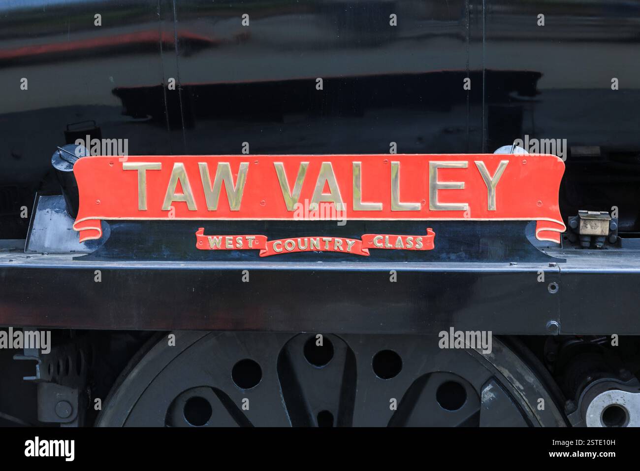 The name plate of "Taw Valley" West Country class steam locomotive ...