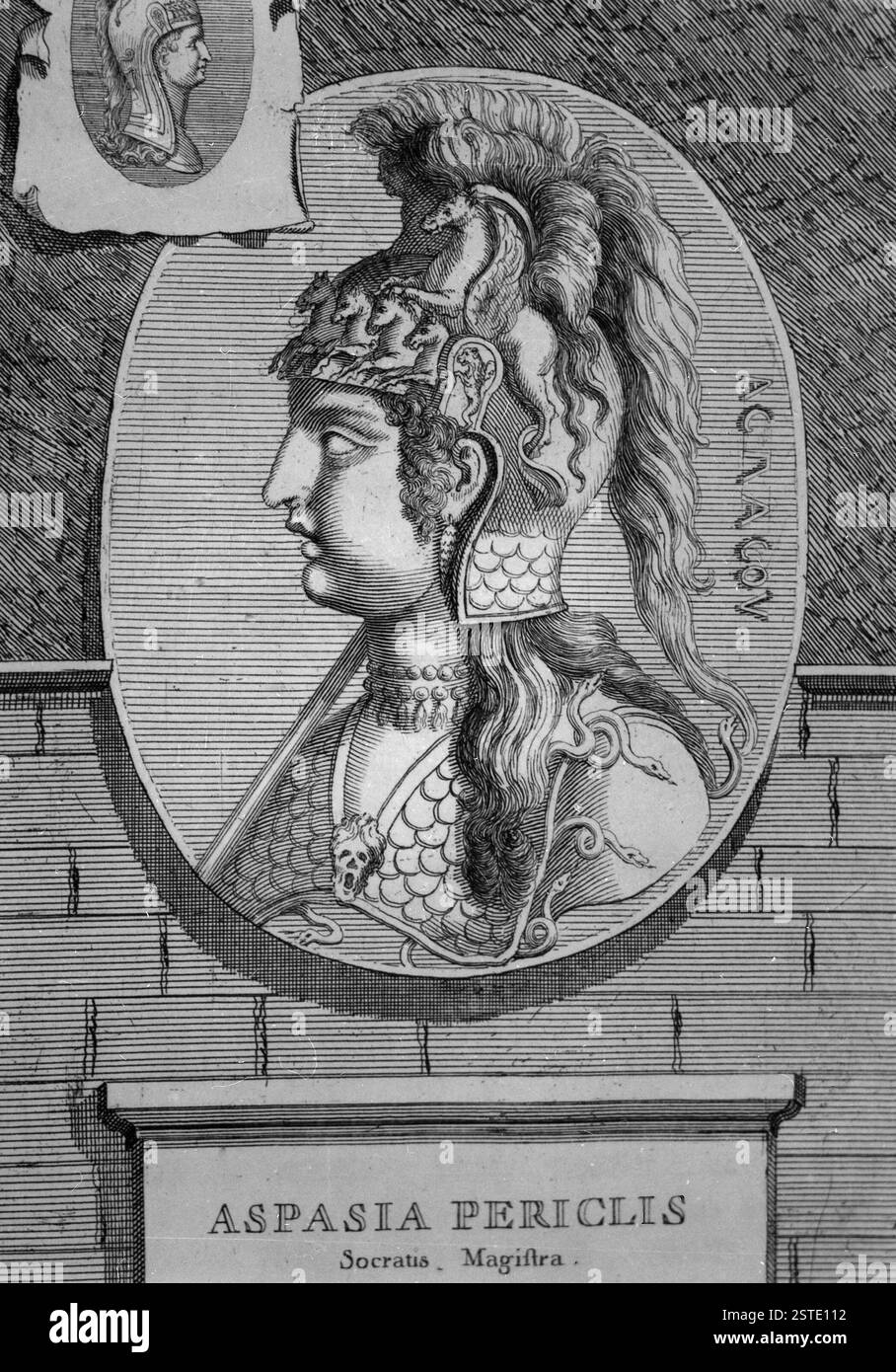 Greek philosopher Aspasia of Miletus bust, engraving, 1700s Stock Photo - Alamy