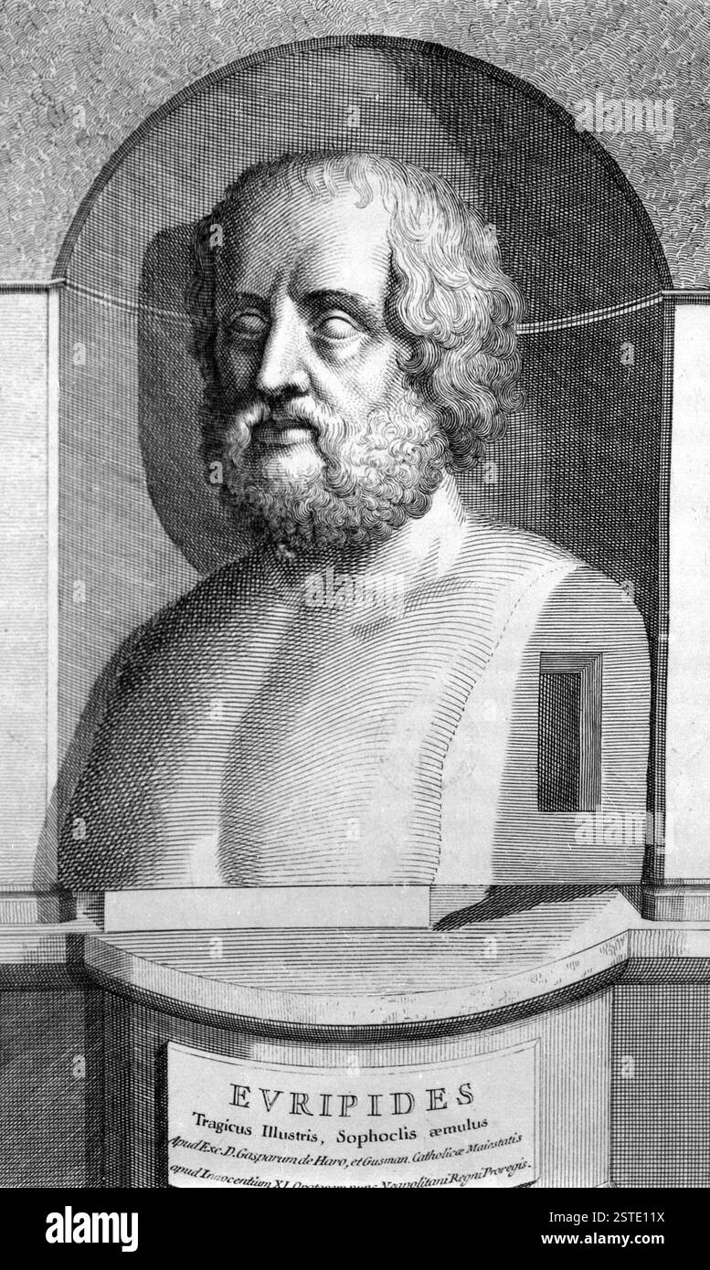 Greek tragedian Euripides bust, engraving, 1700s Stock Photo - Alamy