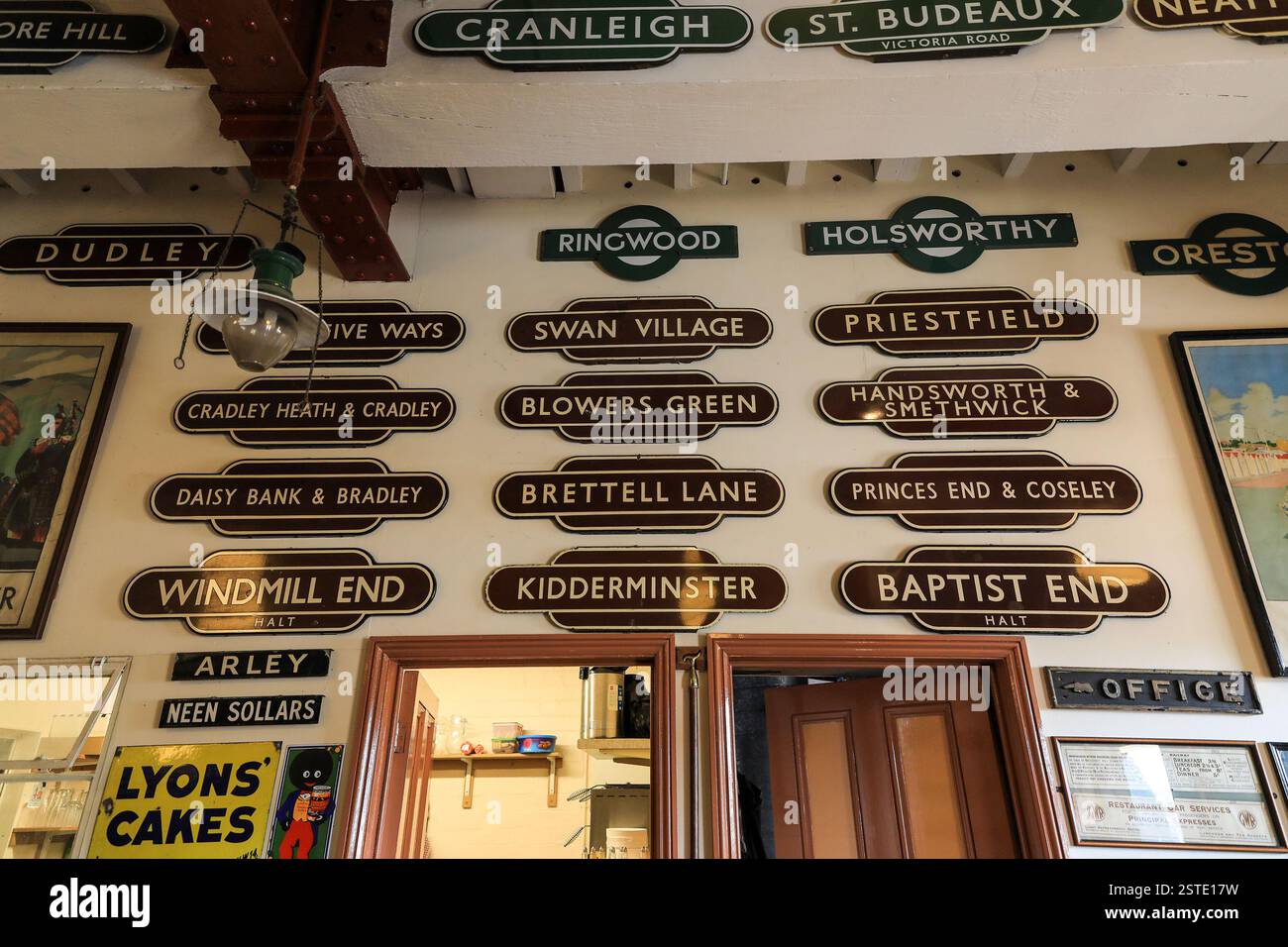 Railway Station signs displayed in the Kidderminster Railway Museum ...