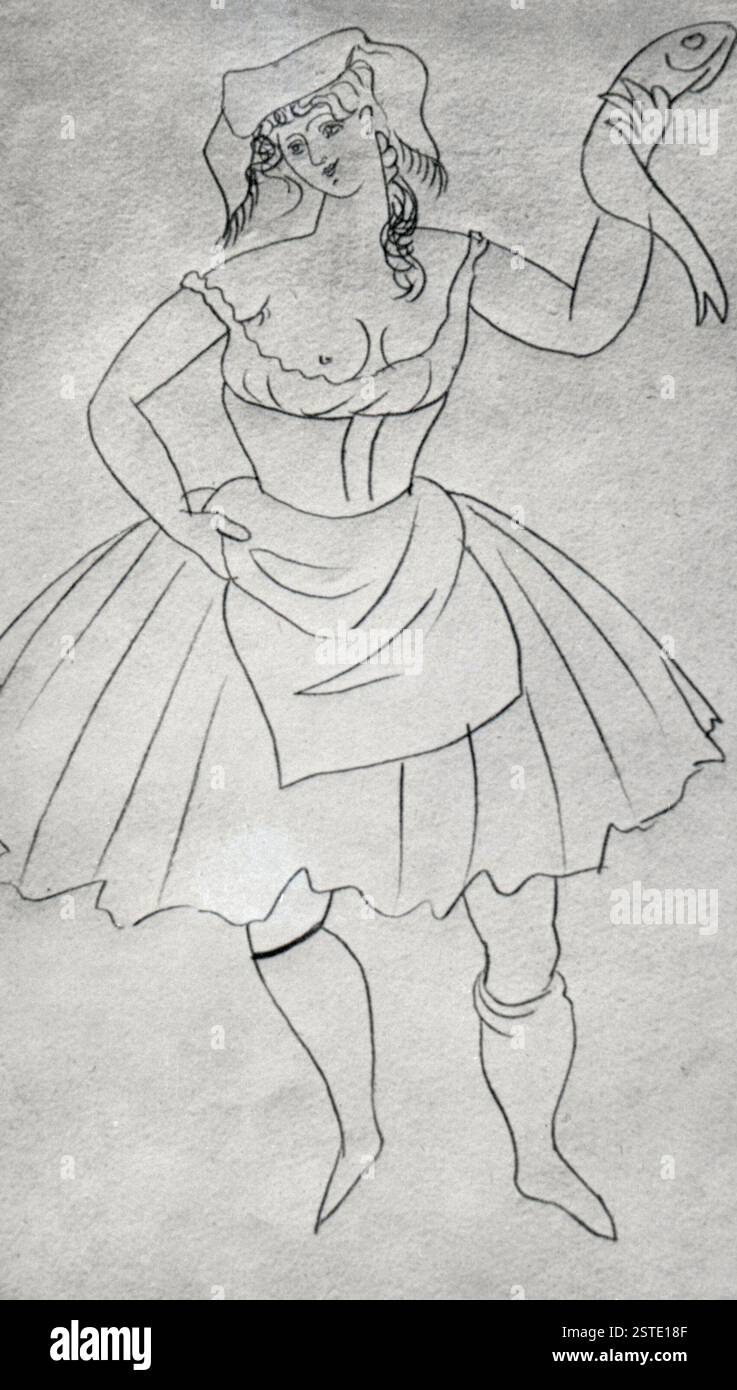 Costume for the ballet Pulcinella by Spanish artist Pablo Picasso ...