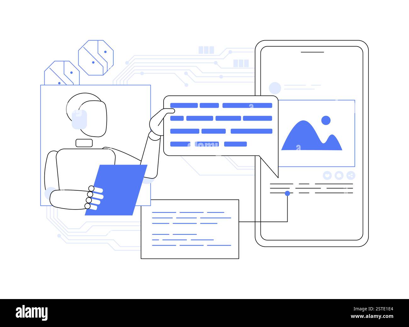 AI-Driven Caption Creation abstract concept vector illustration Stock ...