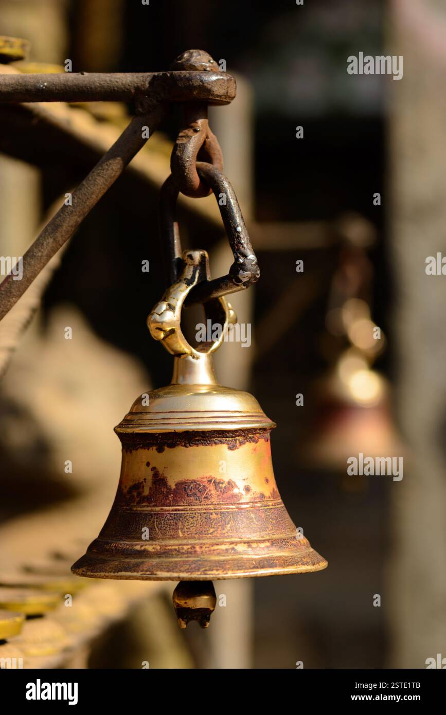 Bell in a buddhist temple in Kathmandu, Nepal Stock Photo - Alamy