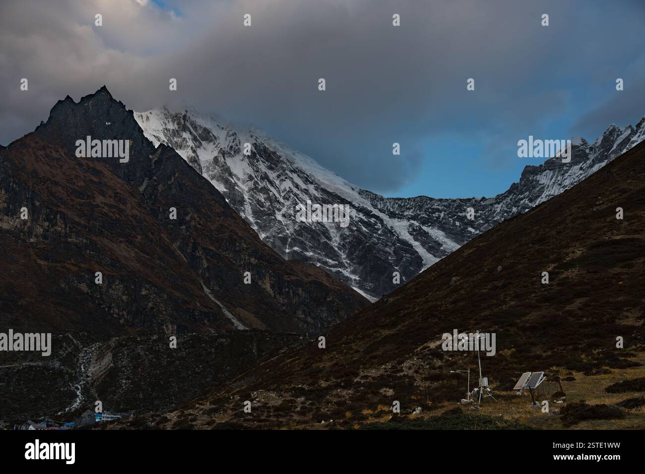 Early Morning Clouds over langtang lirung mountain in the Himalayas of ...