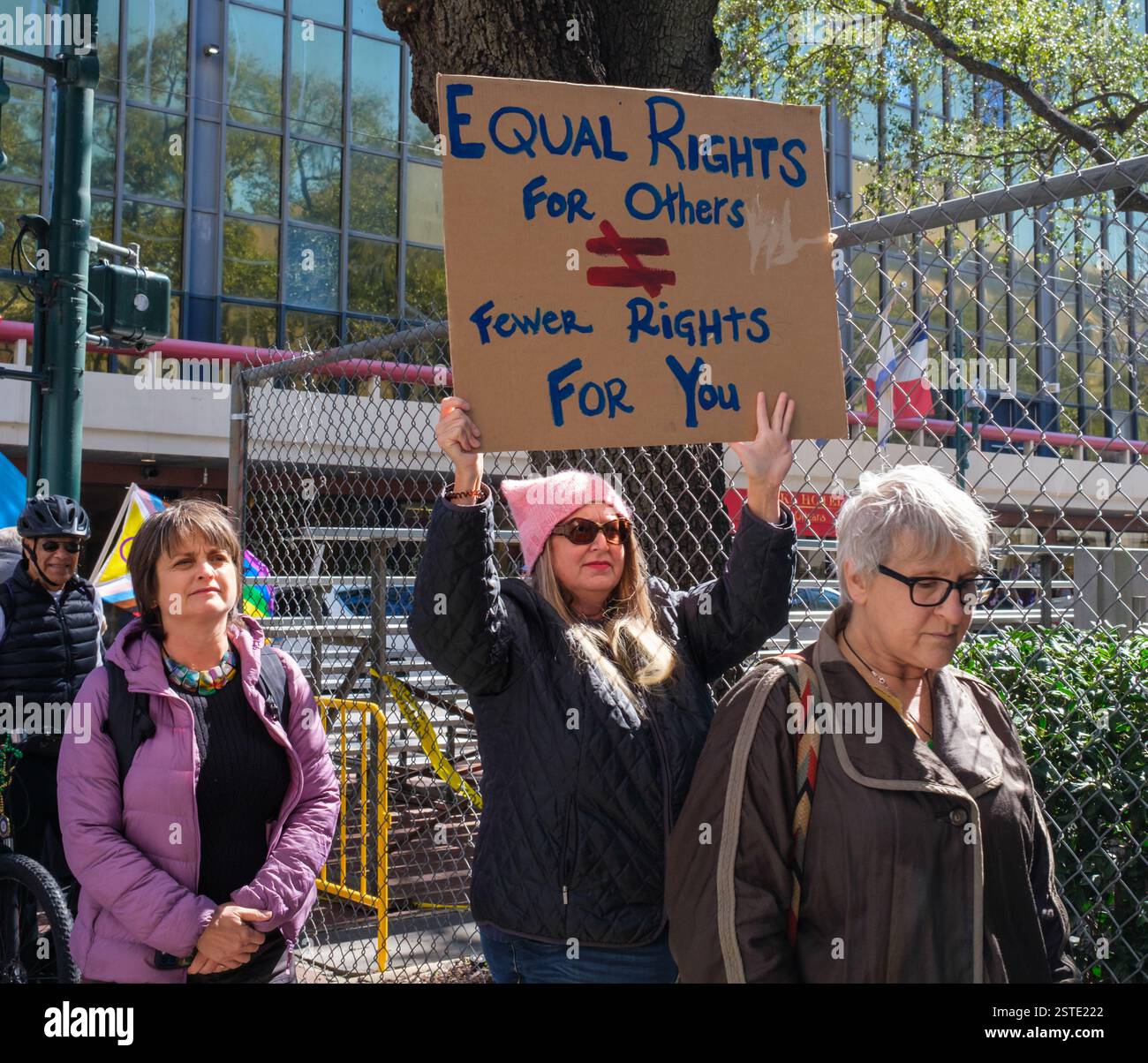 New Orleans, LA, USA - February 17, 2025: Closeup of pro democracy ...