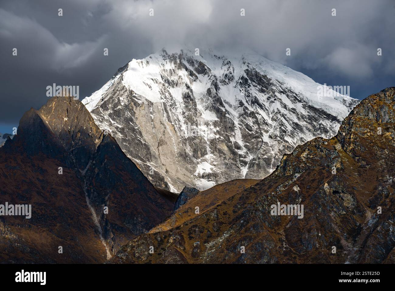 Early Morning Clouds over langtang lirung mountain in the Himalayas of ...