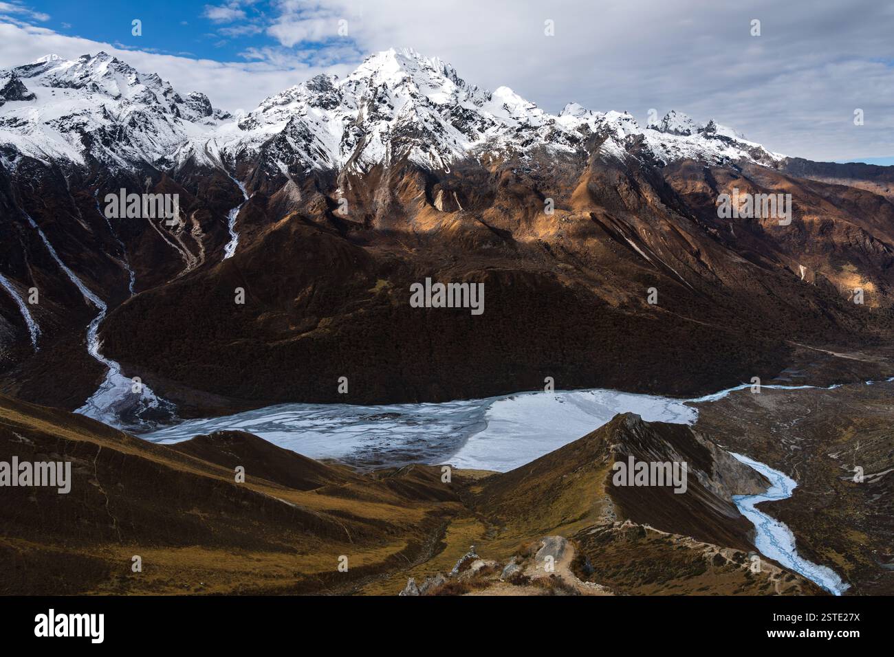 Beautiful Himalayan Range with Yala Peak Mountain View from Tsergo Ri ...