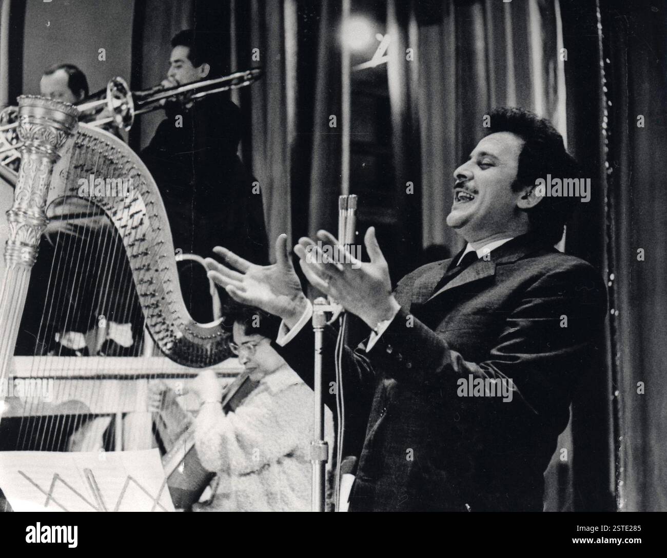 Italian singer Domenico Modugno singing at a concert, Italy 1950s Stock ...