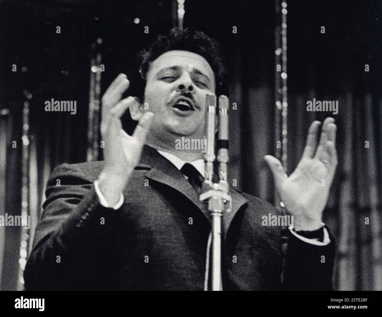 Italian singer Domenico Modugno singing at a concert, Italy 1950s Stock ...