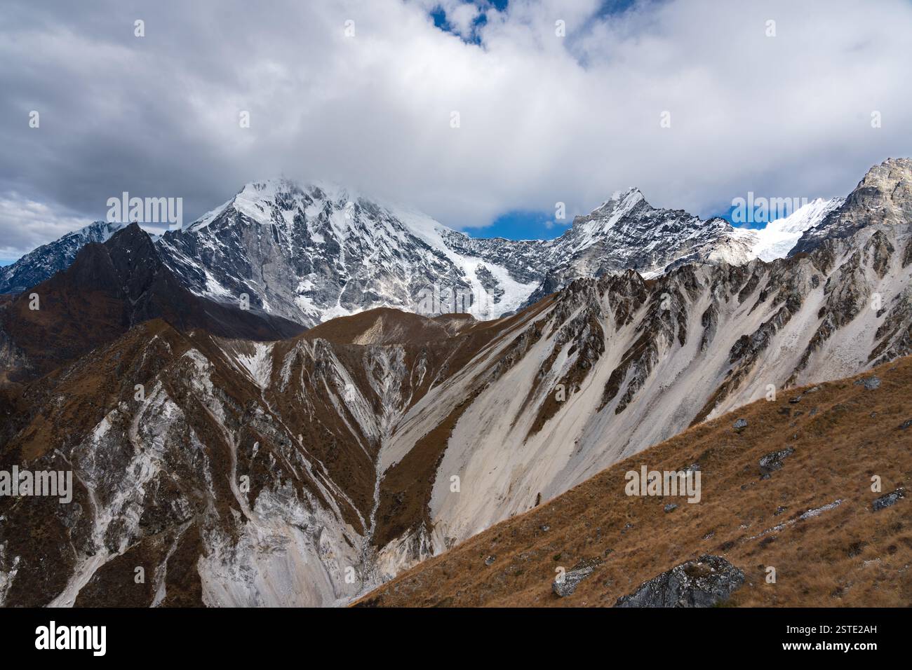 Early Morning Clouds over langtang lirung mountain in the Himalayas of ...