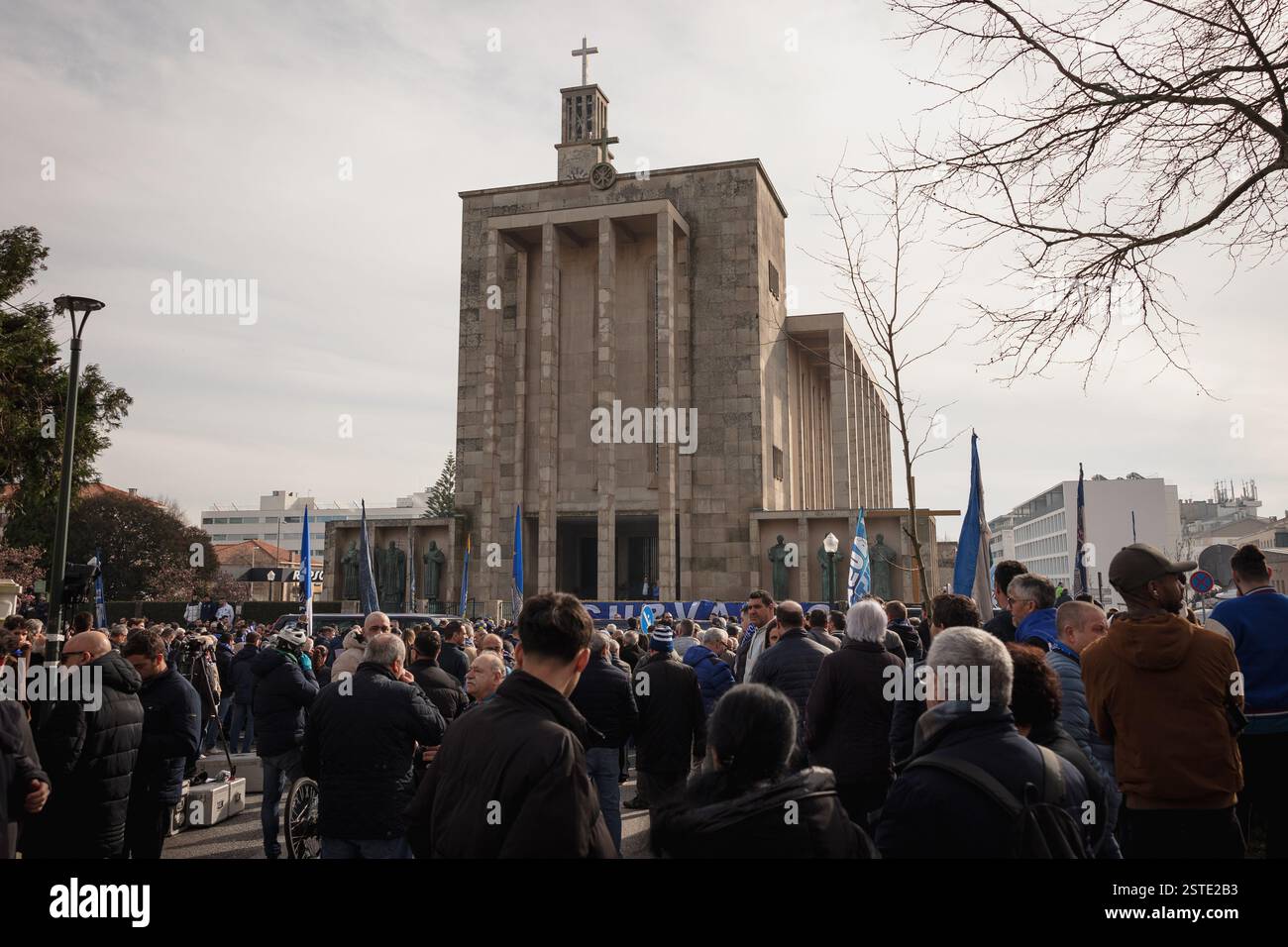 A view of the gathering of FC Porto fans at the entrance of Igreja de ...
