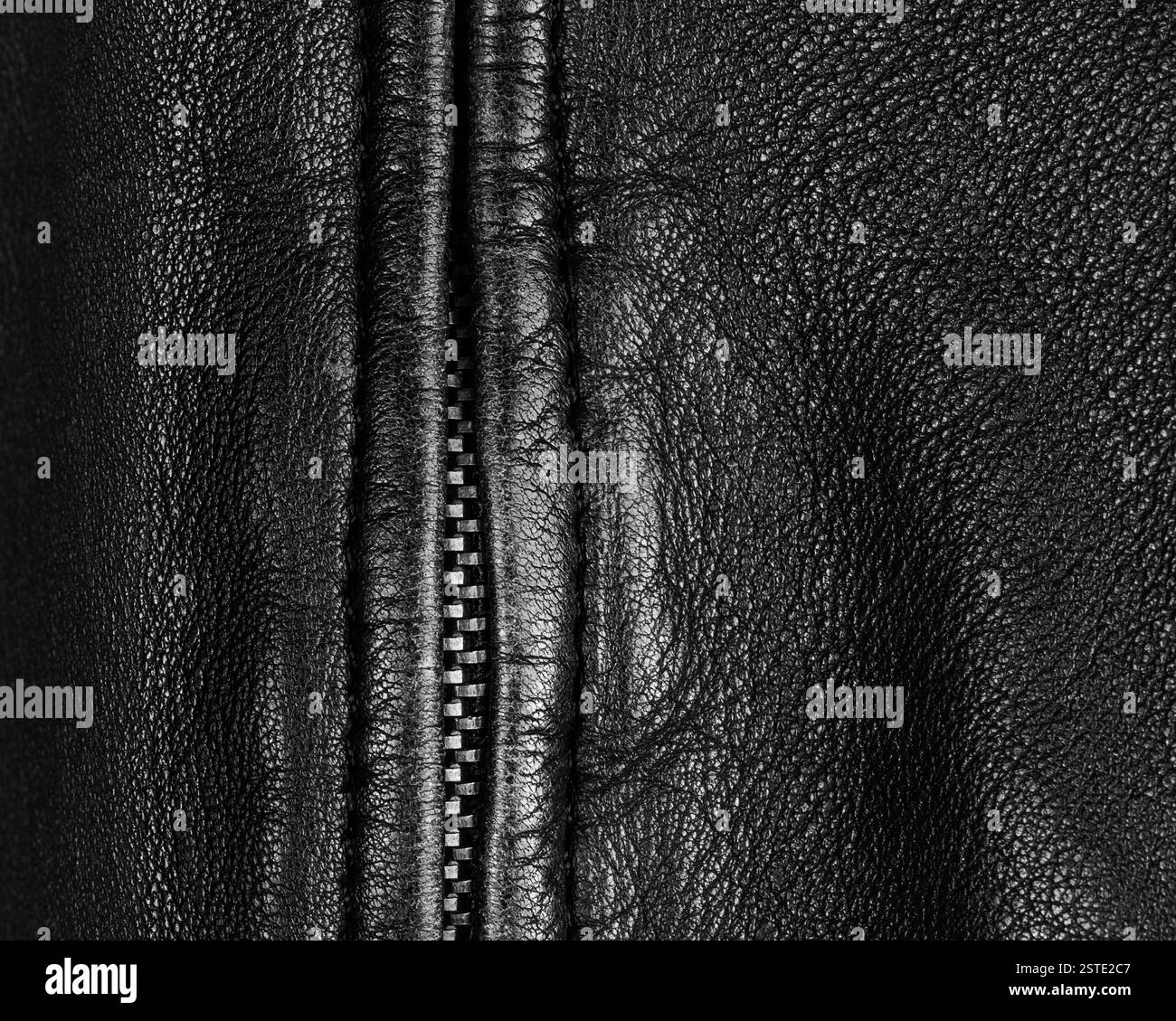 Leather jacket detail in black and white Stock Photo - Alamy