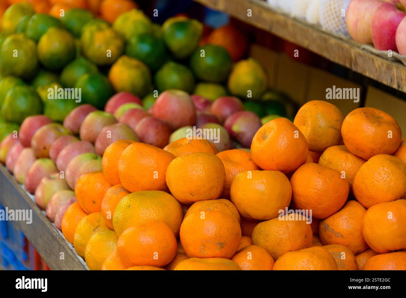 Fruits on a market stand Stock Photo - Alamy