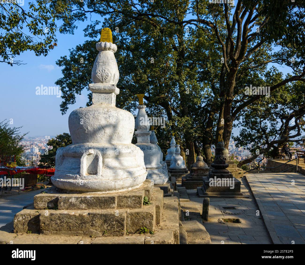 Chortens at Swayambhunath in Kathmandu Stock Photo - Alamy