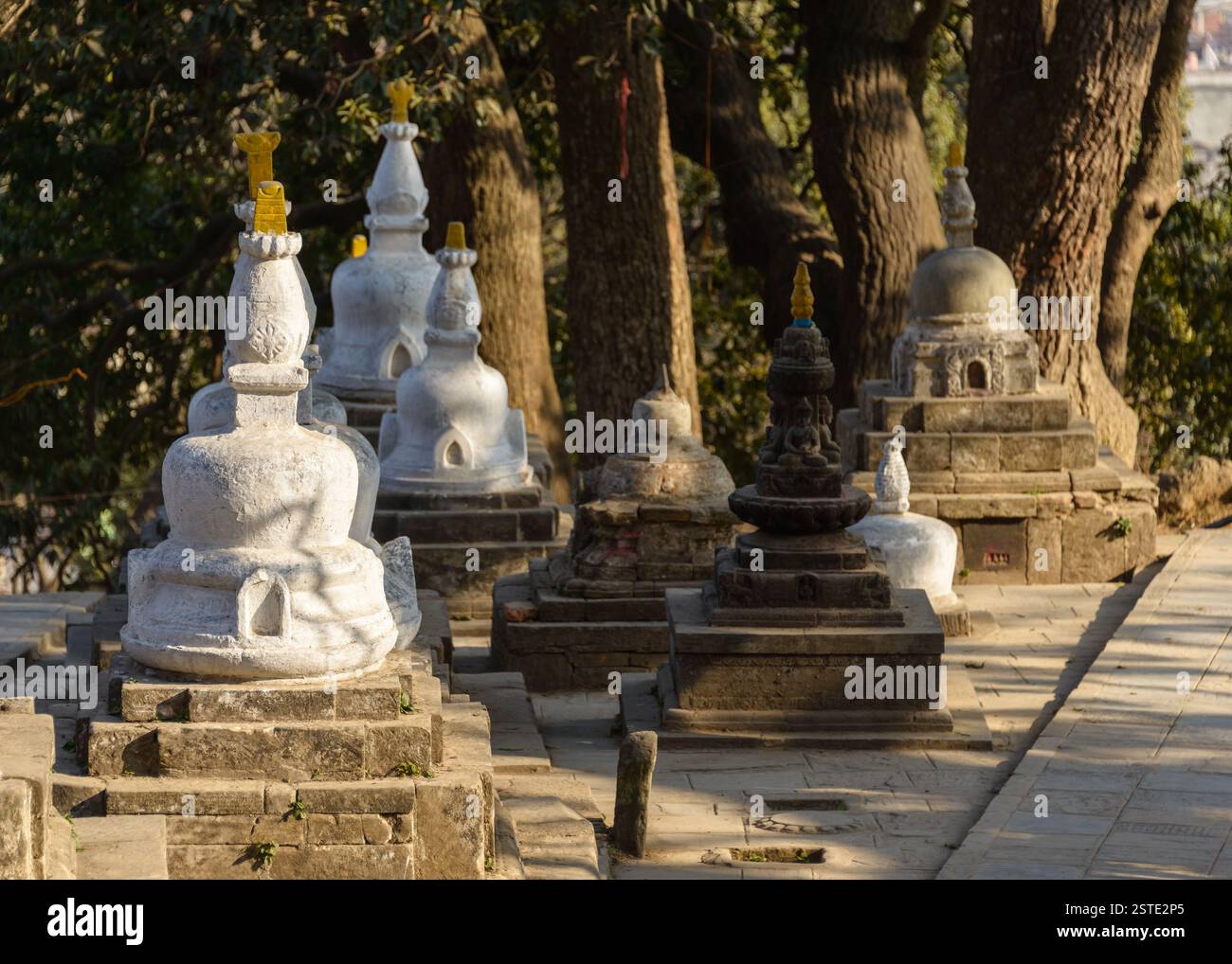 Chortens at Swayambhunath in Kathmandu Stock Photo - Alamy