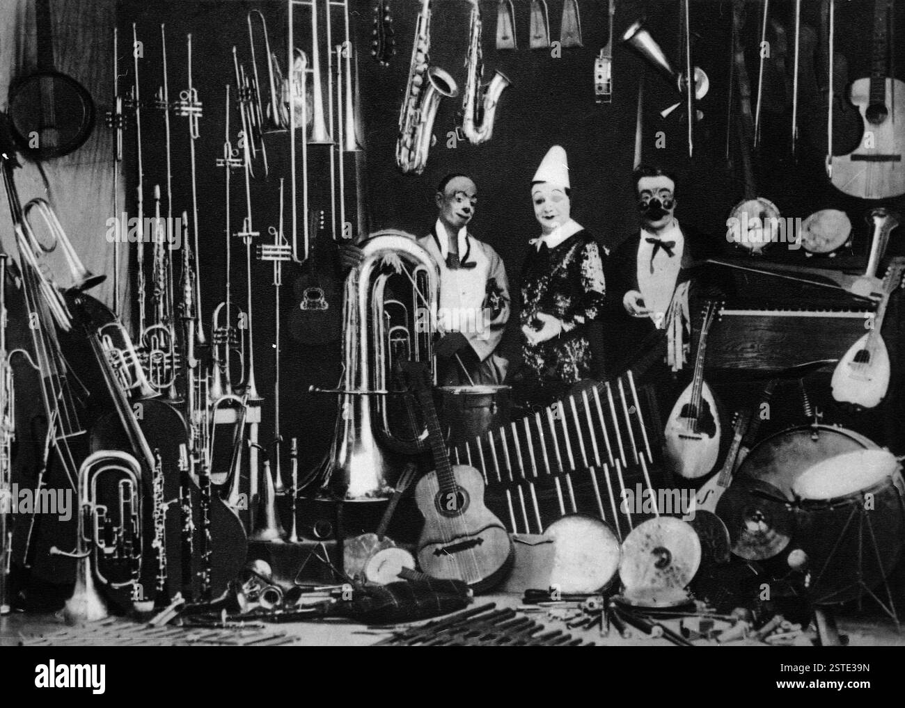 The Fratellini circus family with musical instruments, 1920s Stock ...
