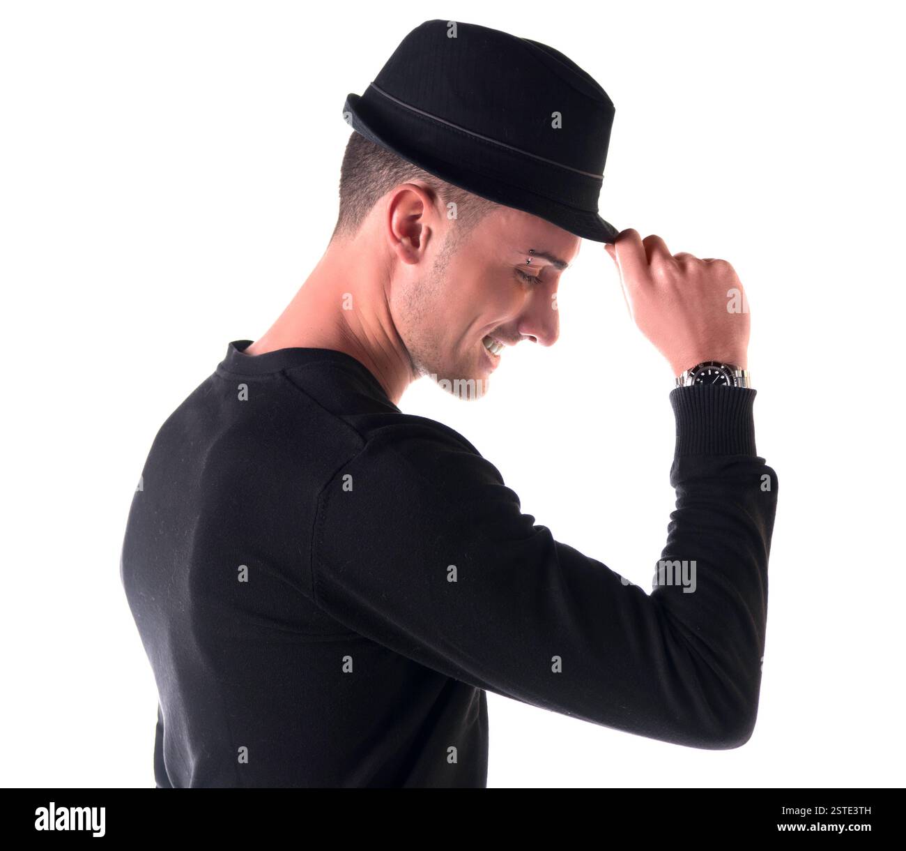 Male portrait fedora smiling hi-res stock photography and images - Alamy