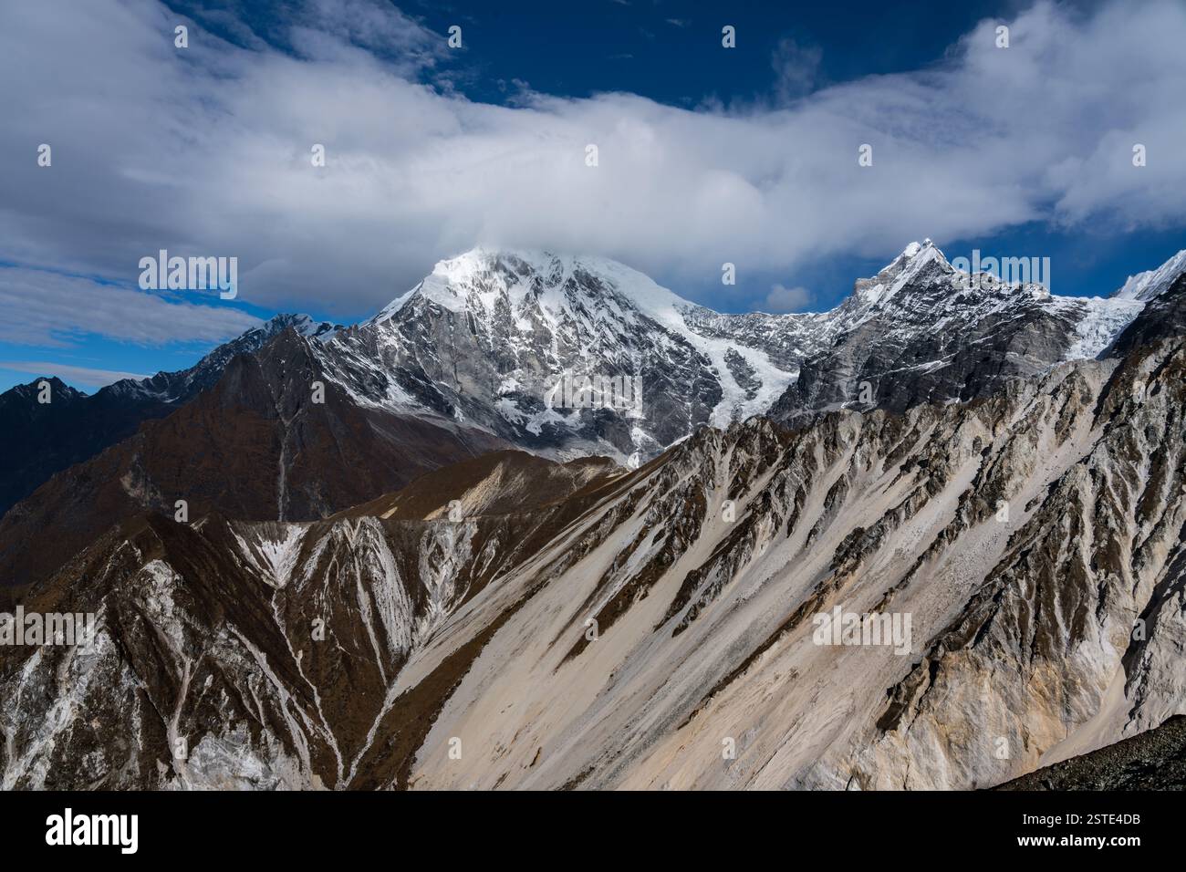 Early Morning Clouds over langtang lirung mountain in the Himalayas of ...