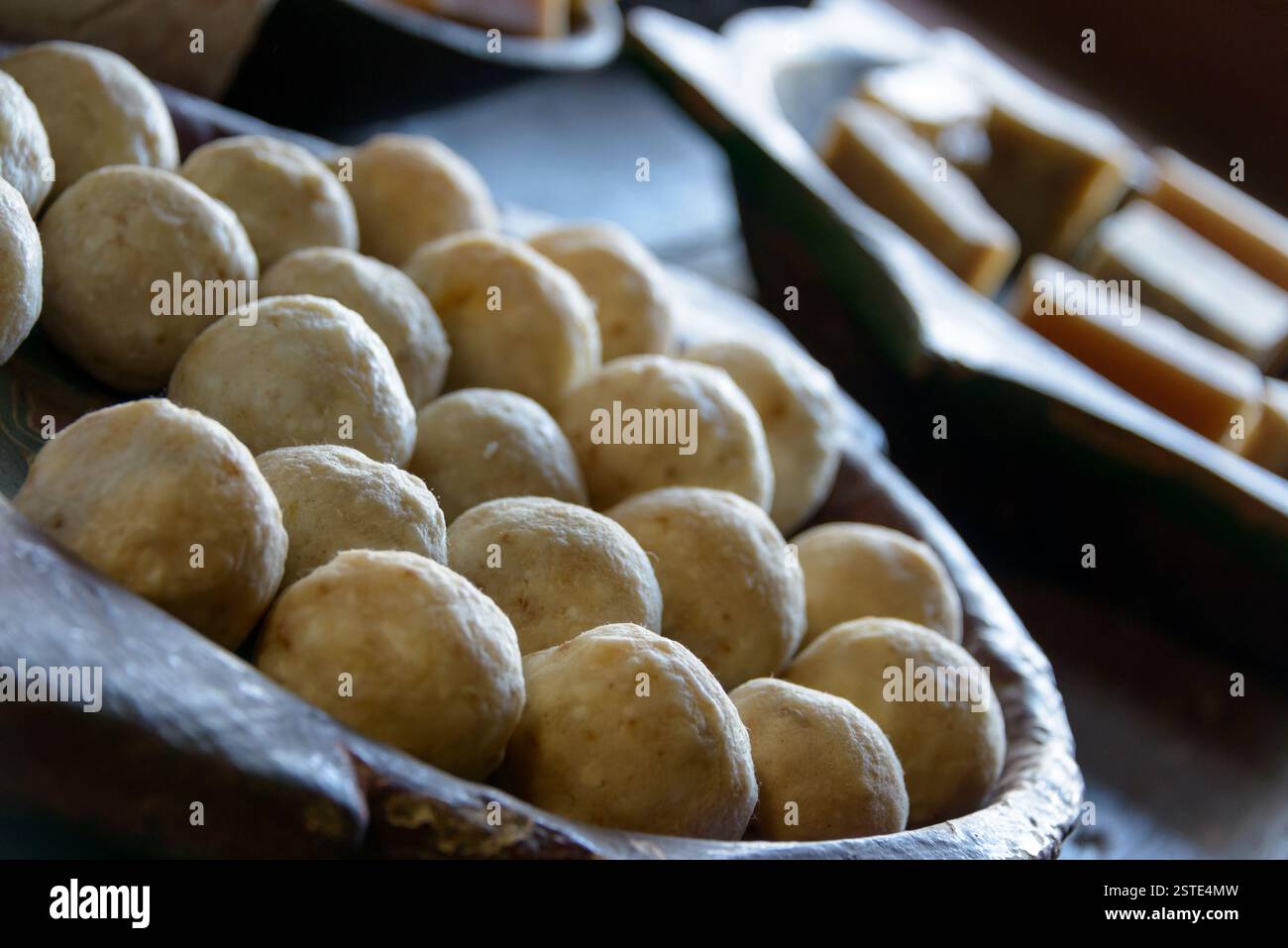Round soaps on display in a shop Stock Photo - Alamy