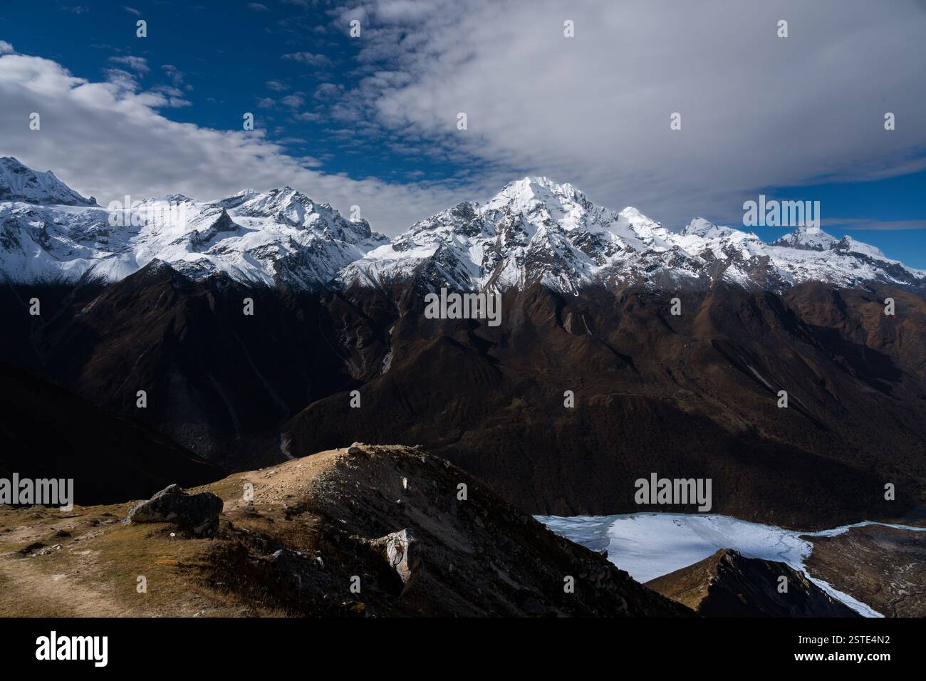 Beautiful Himalayan Range with Yala Peak Mountain View from Tsergo Ri ...