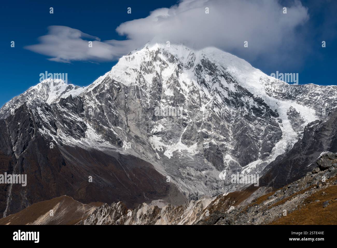 Early Morning Clouds over langtang lirung mountain in the Himalayas of ...
