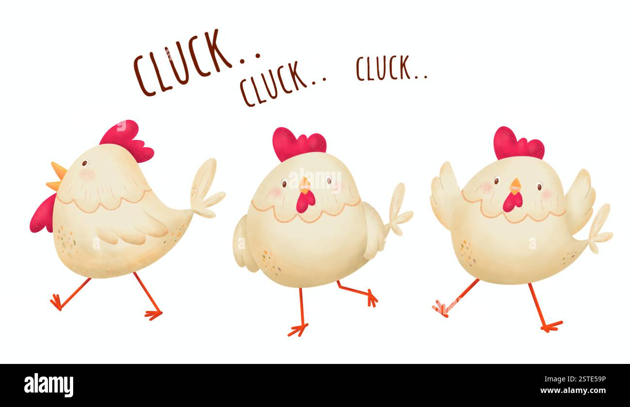 cute of rooster in any gesture illustration bundels. Fat rooster ...