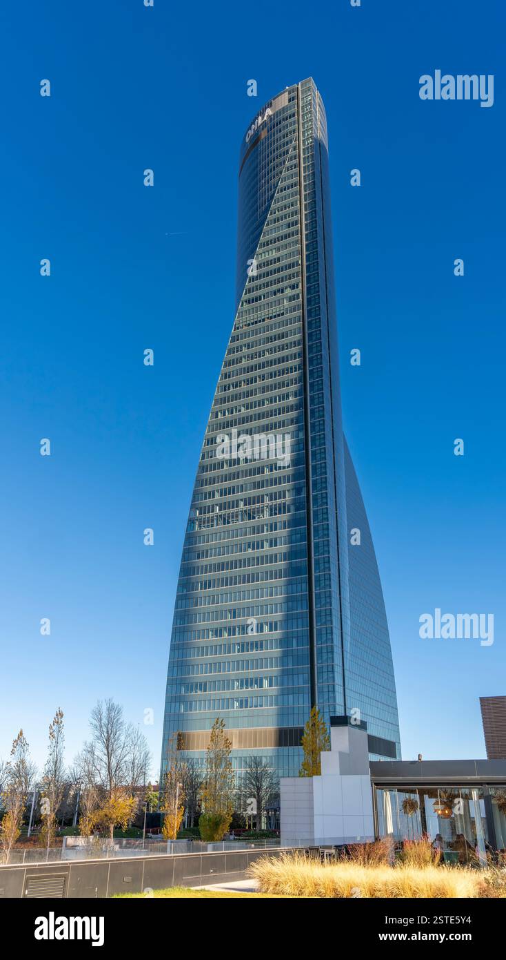 Cuatro Torres Business Area: four skyscrapers in Madrid. This one is Torre Espacio / Torre ...